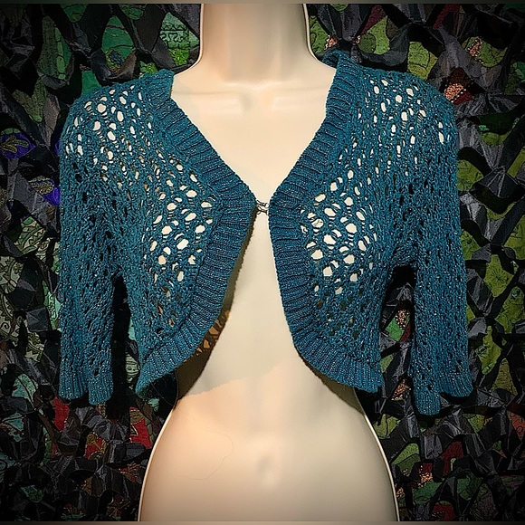 Handmade | Jackets & Coats | Cottagecore Knitted Teal And Silver ...